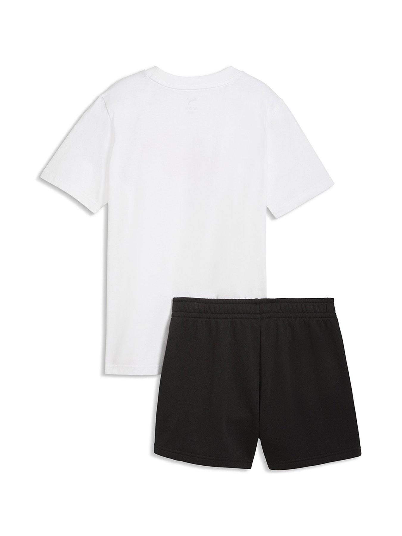 Puma Girls Logo Tee And Shorts Set - White/pink | Littlewoods