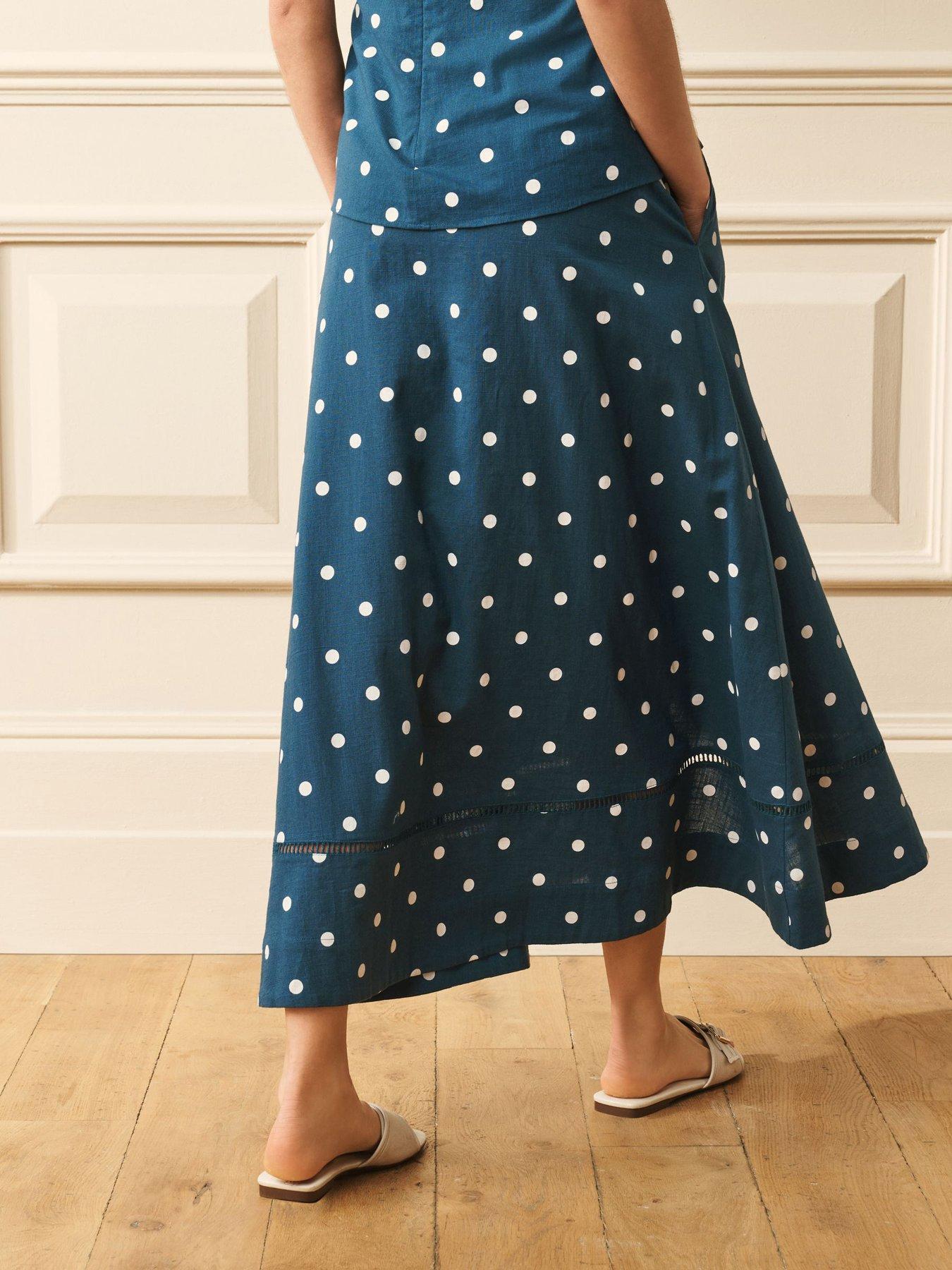 Laura Ashley Polka Dot Maxi Skirt - Blue | Littlewoods