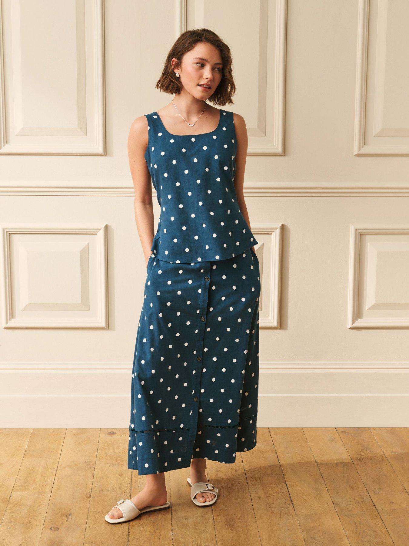 Laura Ashley Linen Visc Spot Co-ord Skirt | Littlewoods