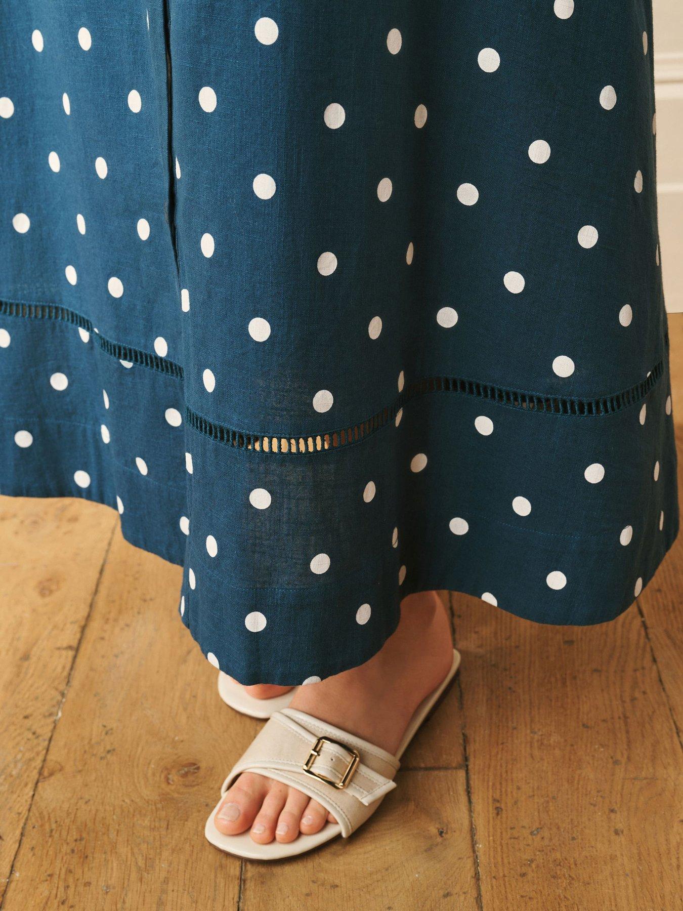 Laura Ashley Polka Dot Maxi Skirt - Blue | Littlewoods