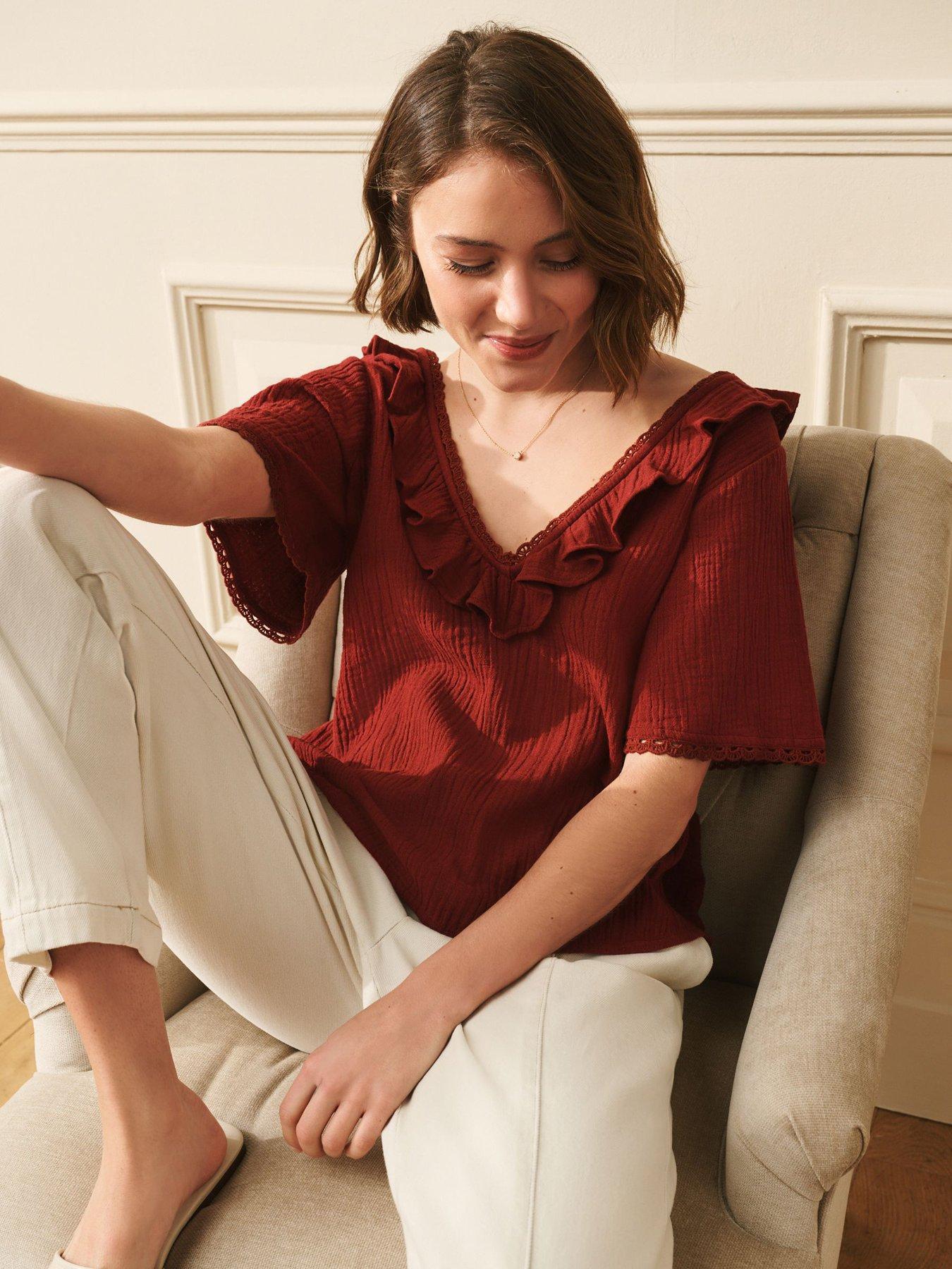 Laura Ashley Textured Top - Orange | Littlewoods