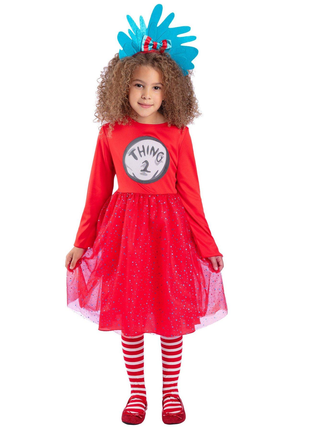 Dr Seuss Cat In The Hat, Thing 1 & 2 Girls Costume | Littlewoods