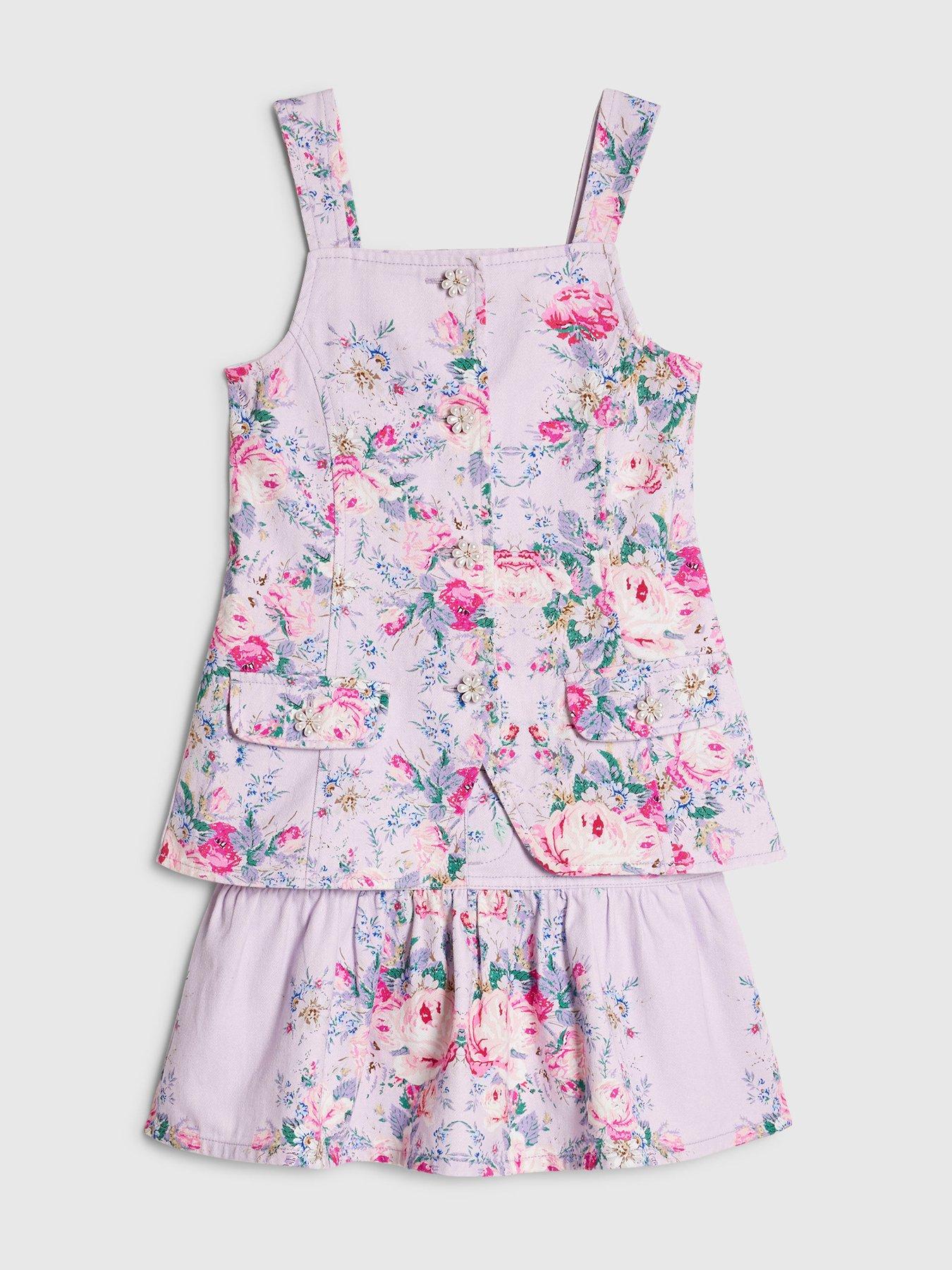 River Island Older Girls Floral Print Waistcoat Set - Purple | Littlewoods