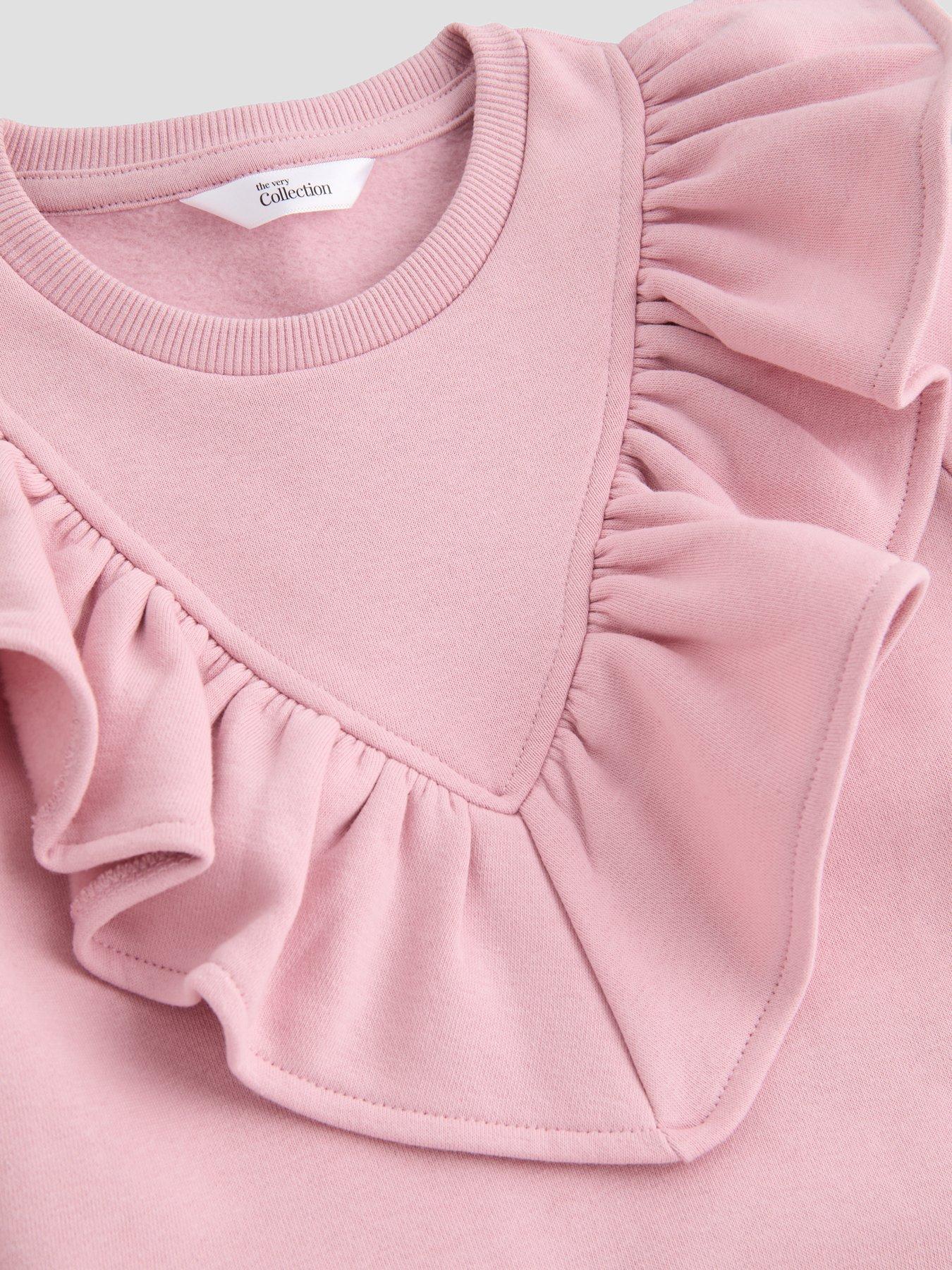The Very Collection Girls Frill Neck Sweat Basic Set - Pink | Littlewoods