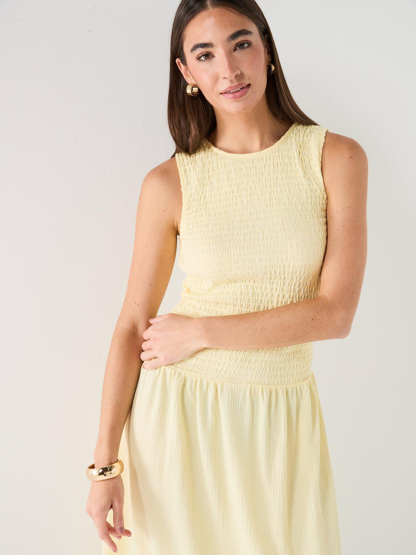 PIECES Betty Smock Dress - Yellow | Littlewoods