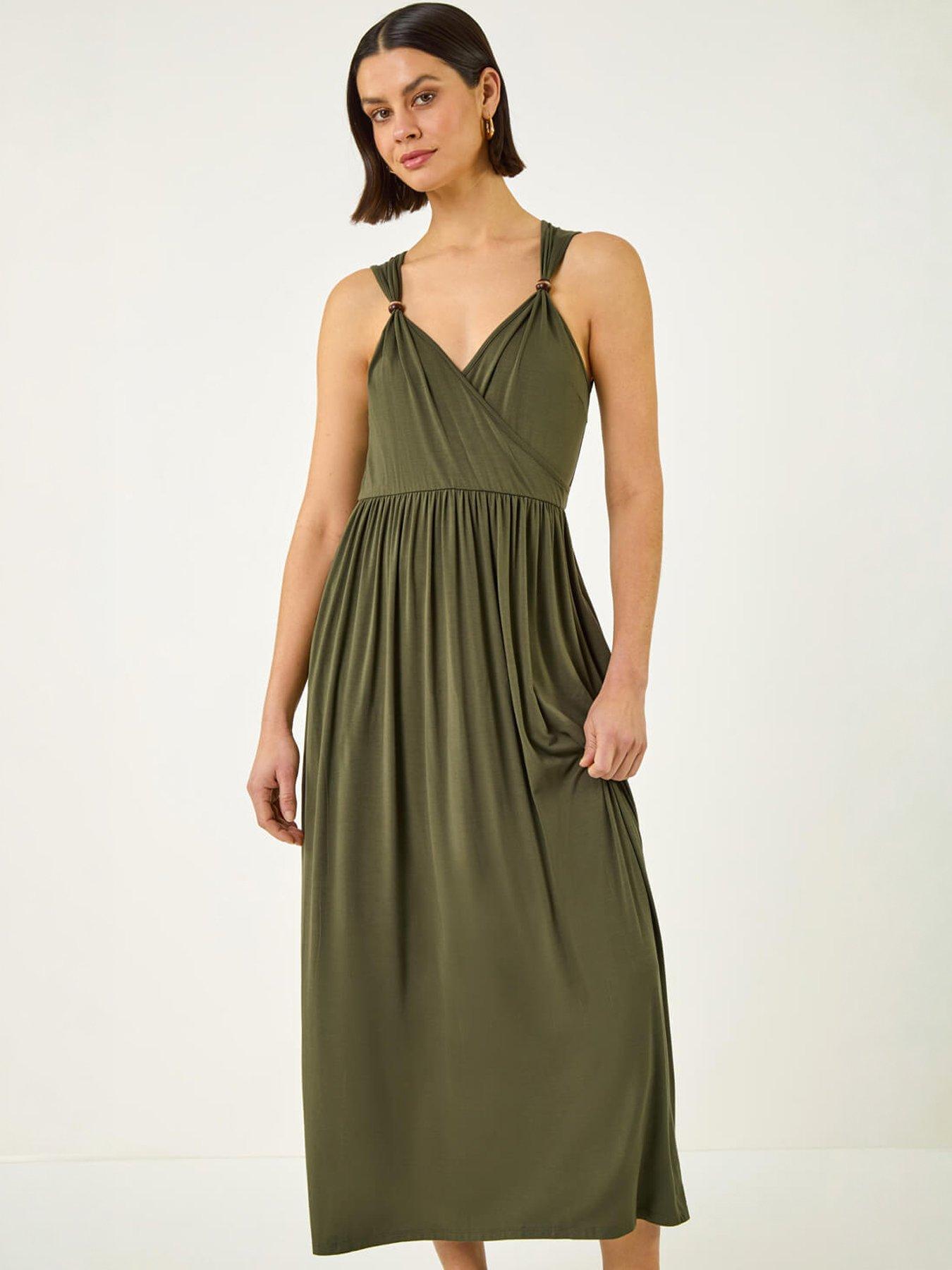 Roman Bead Detail Wrap Front Midi Dress | Littlewoods
