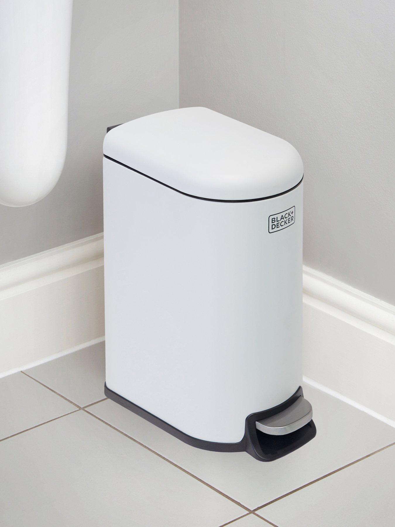 Black & Decker B+d 10l Curved Slim Line Pedal Bin - White | Littlewoods