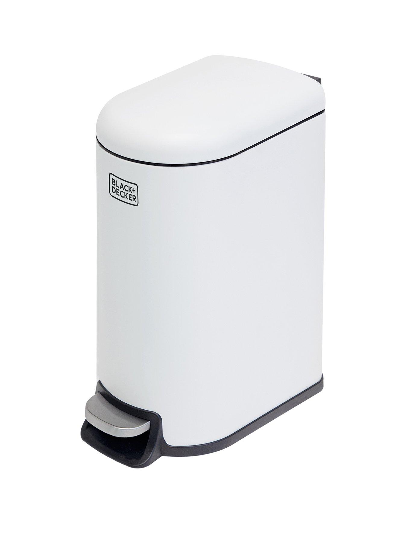 Black & Decker B+d 10l Curved Slim Line Pedal Bin - White | Littlewoods