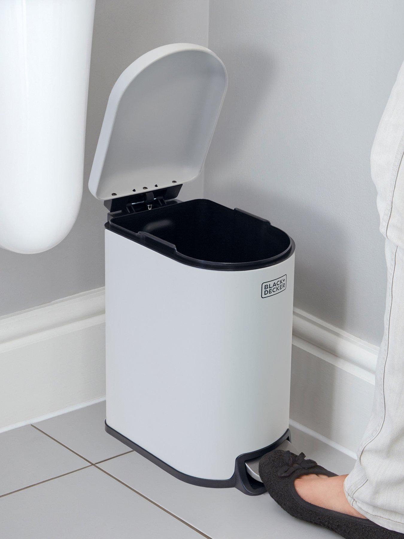 Black & Decker B+d 10l Curved Slim Line Pedal Bin - White | Littlewoods