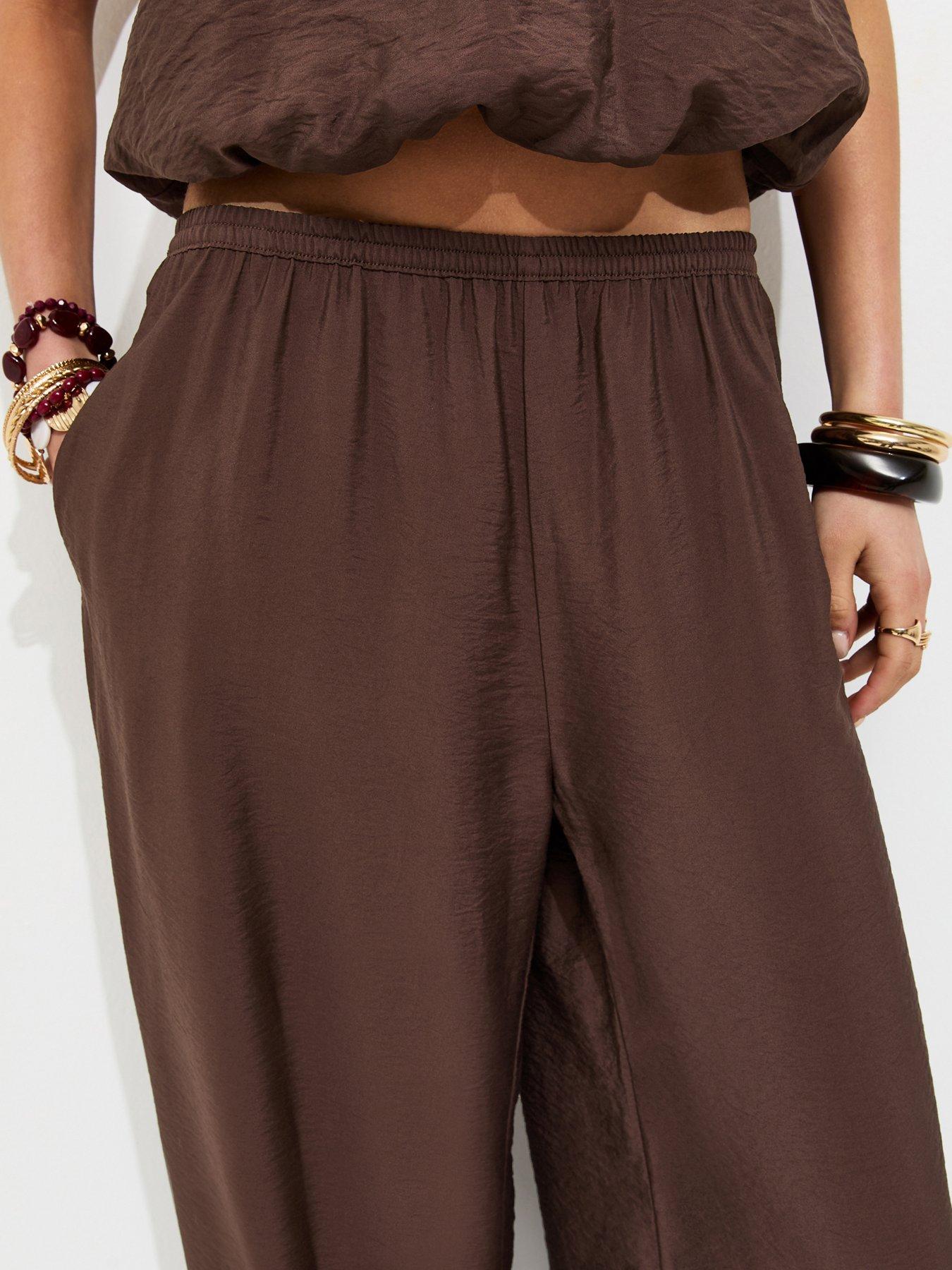 New Look Dark Brown Cuffed Relaxed Side Slip Pocket Trousers | Littlewoods
