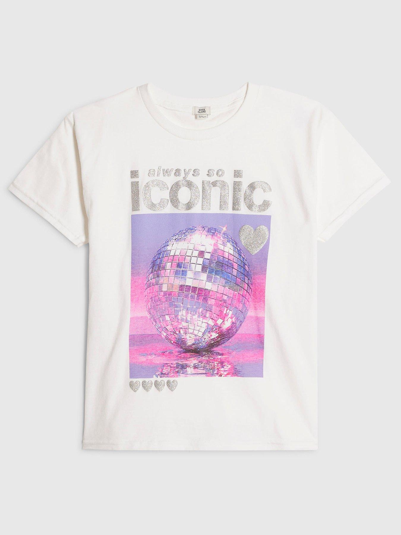 River Island Older Girls Always So Iconic Disco T-shirt - White ...