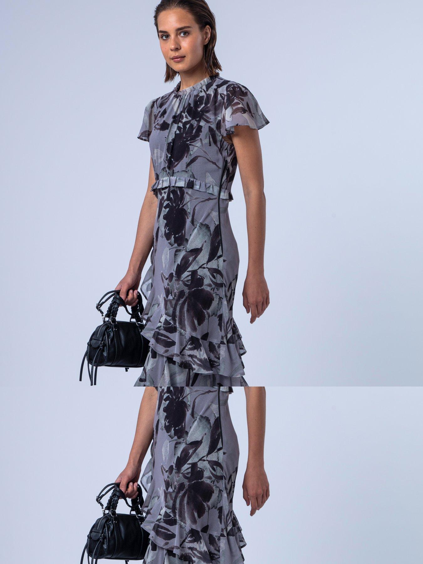 Religion Floral Print Tiered Maxi Dress - Grey | Littlewoods