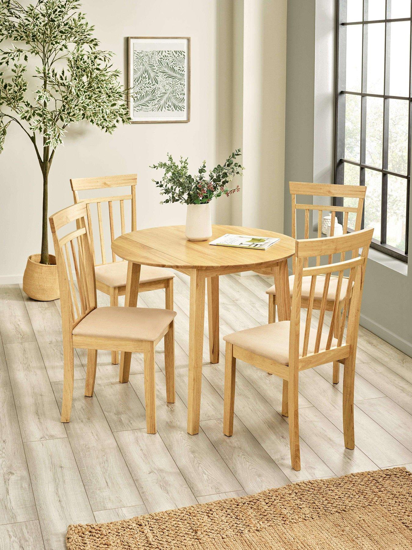 Julian Bowen Coast Oak Round Dropleaf Table And 4 Chairs | Littlewoods