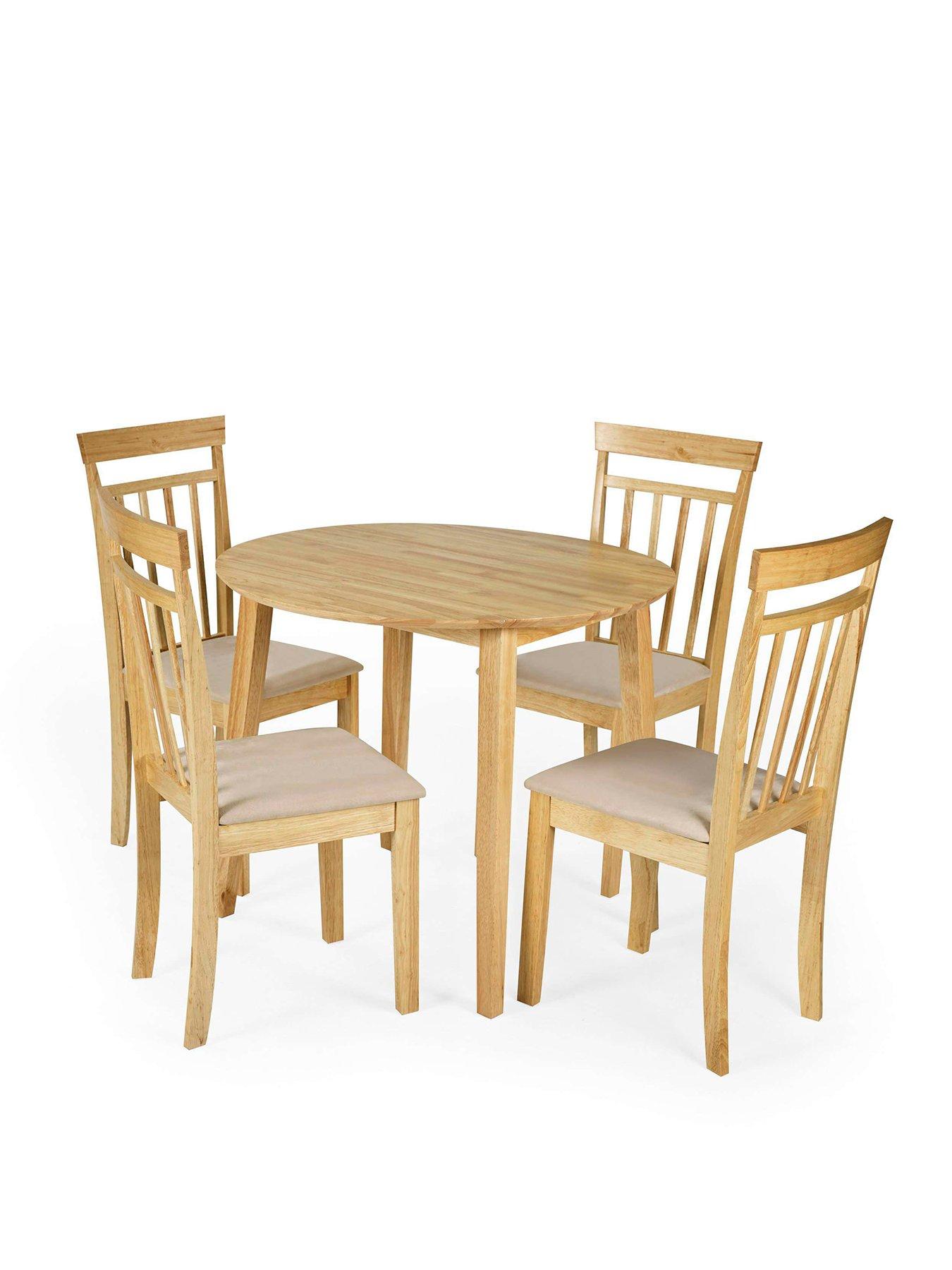 Julian Bowen Coast Oak Round Dropleaf Table And 4 Chairs | Littlewoods